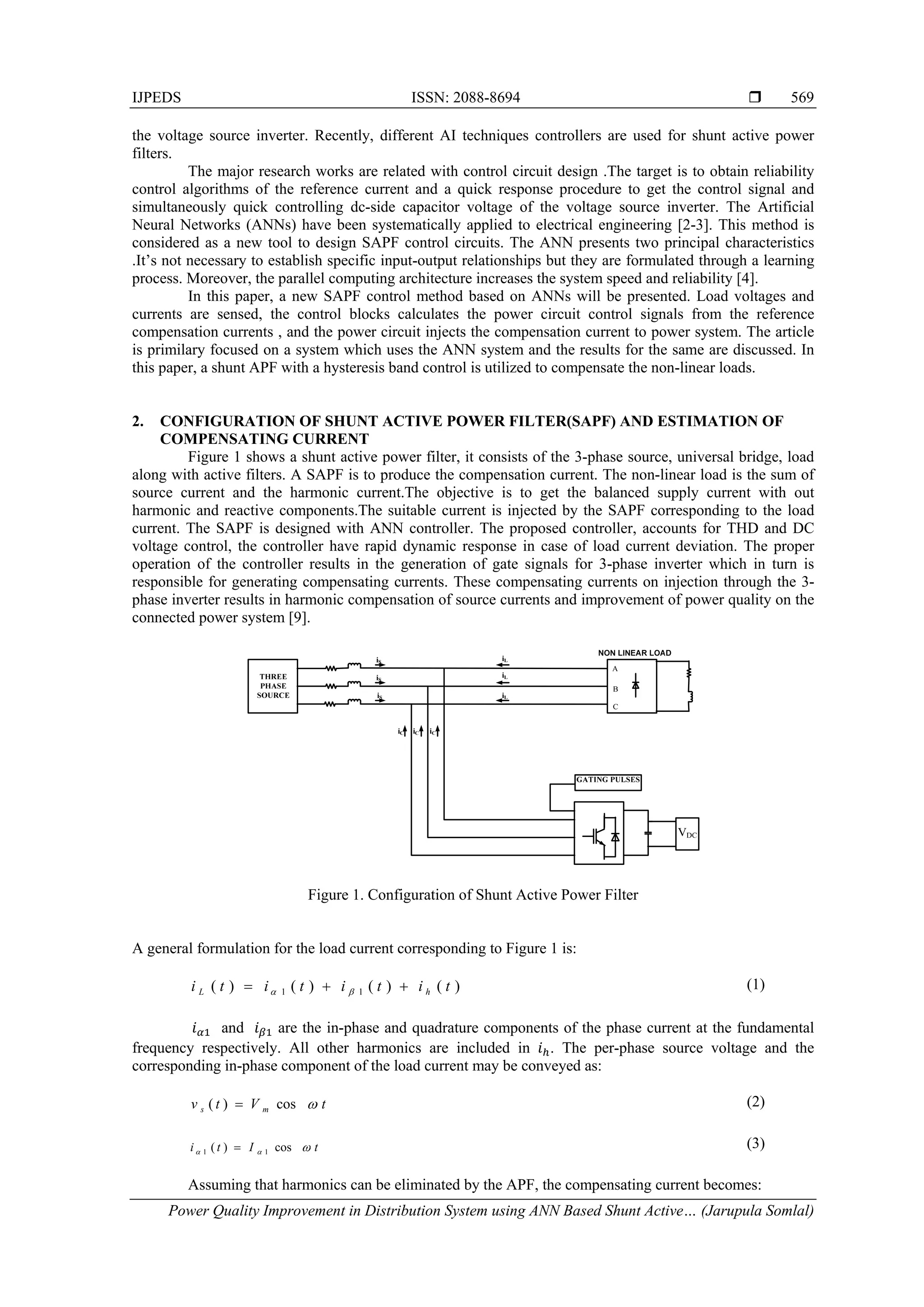 Power Quality Improvement in Distribution System using ANN Based Shunt Active Power Filter | PDF