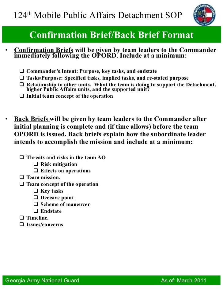 Army Confirmation Brief Template – UUMK
