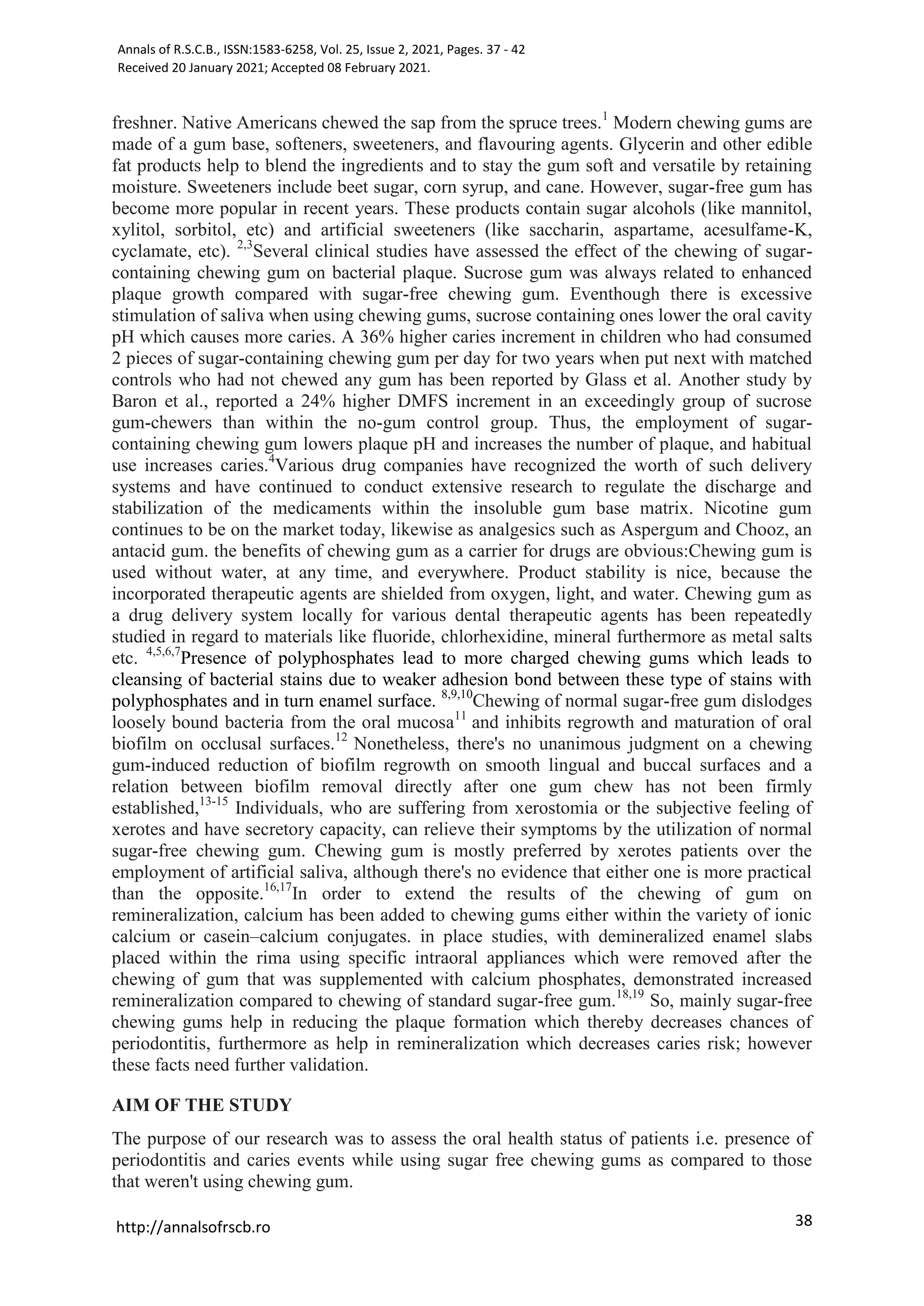 Comparative Effects of Chewing Gums in Oral Health: An Original ...