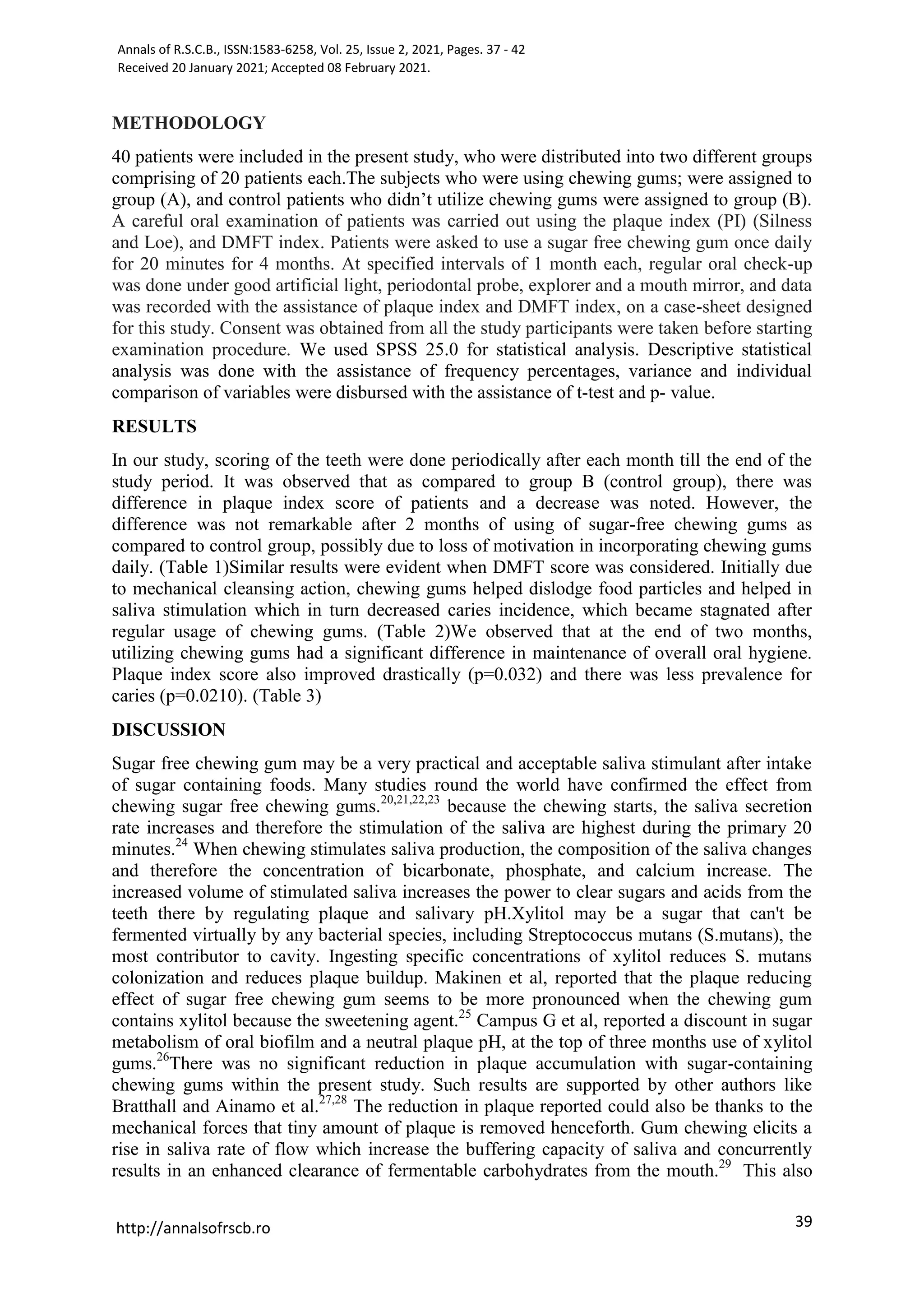 Comparative Effects of Chewing Gums in Oral Health: An Original ...