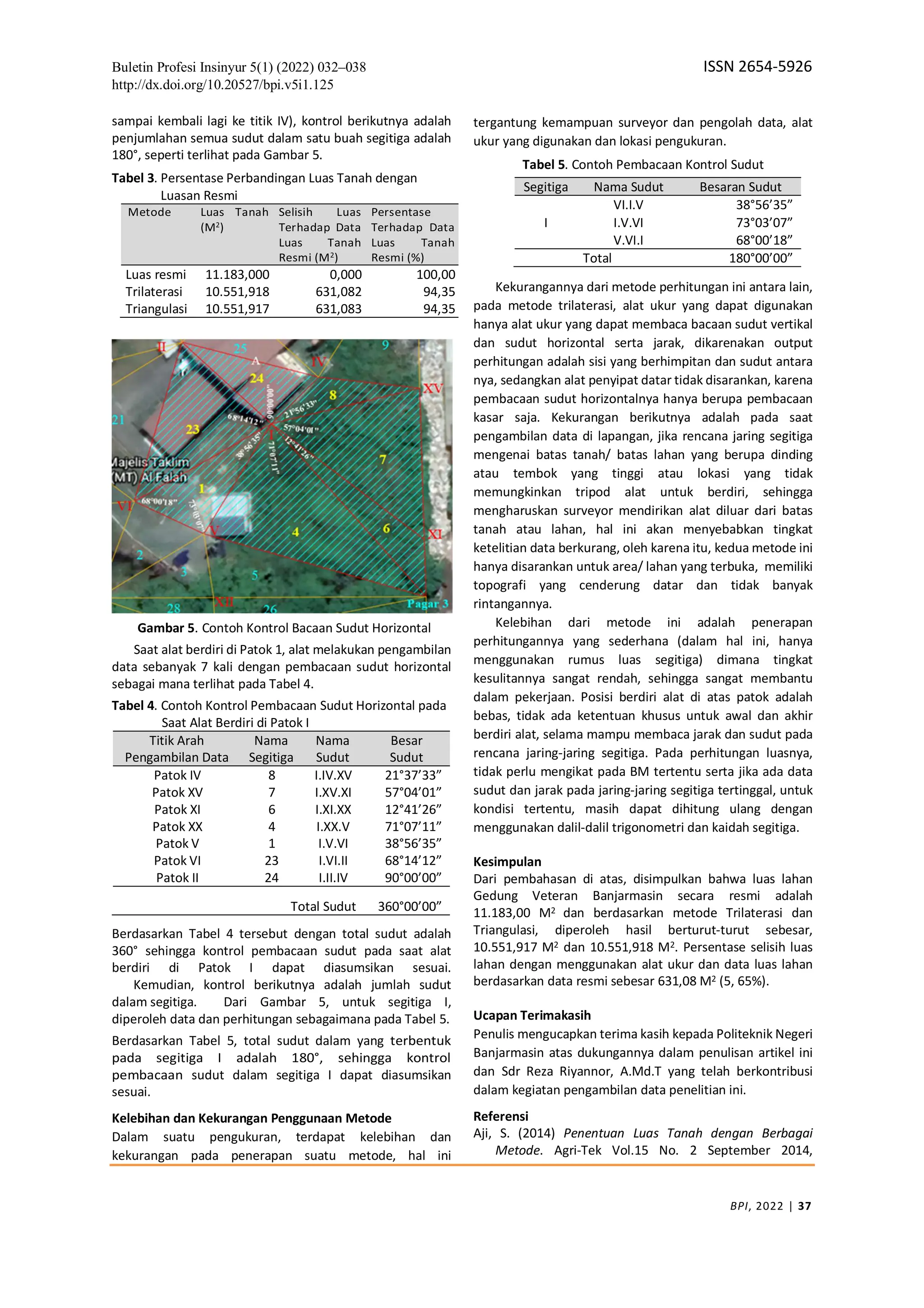 penggunaan metode trilaterasi dan triangulasi untuk perhitungan luas | PDF