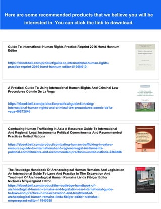 Guide To International Human Rights Practice 4th Edition Hurst Hannum | PDF