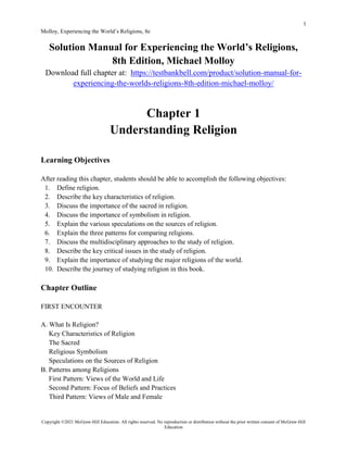 Solution Manual for Experiencing the World’s Religions, 8th Edition ...