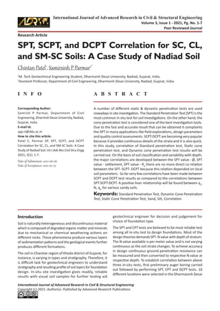 SPT, SCPT, and DCPT Correlation for SC, CL, and SM-SC Soils: A Case Study of Nadiad Soil | PDF