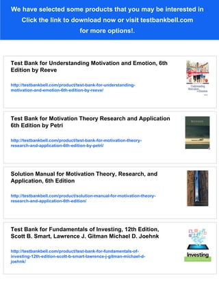 Test Bank for Understanding Motivation and Emotion, 7th Edition ...