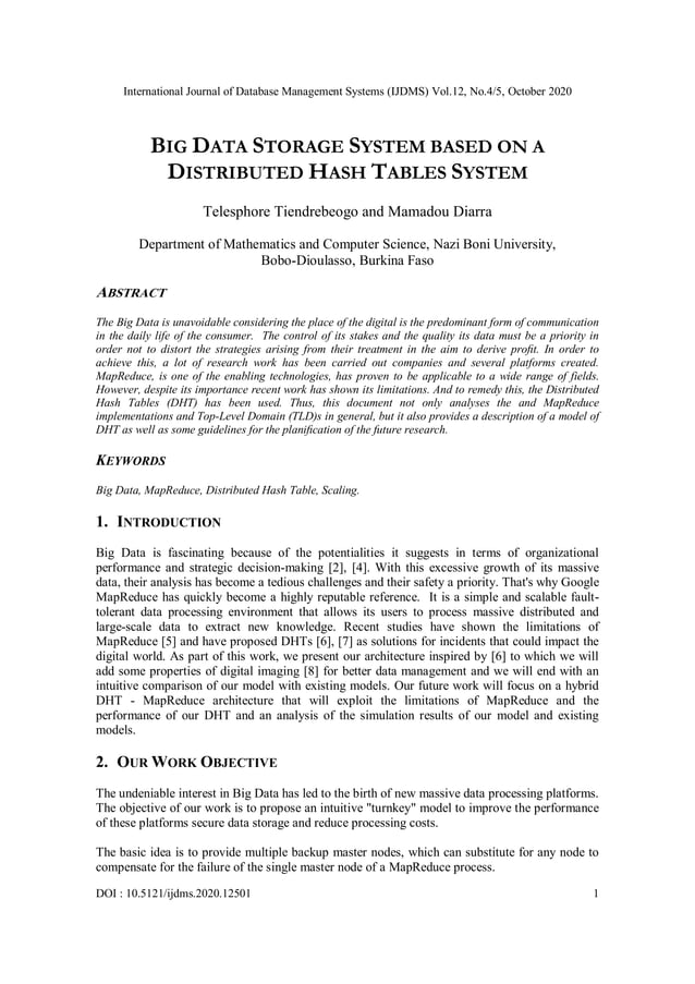 Big Data Storage System Based On A Distributed Hash Tables System Pdf Free Download