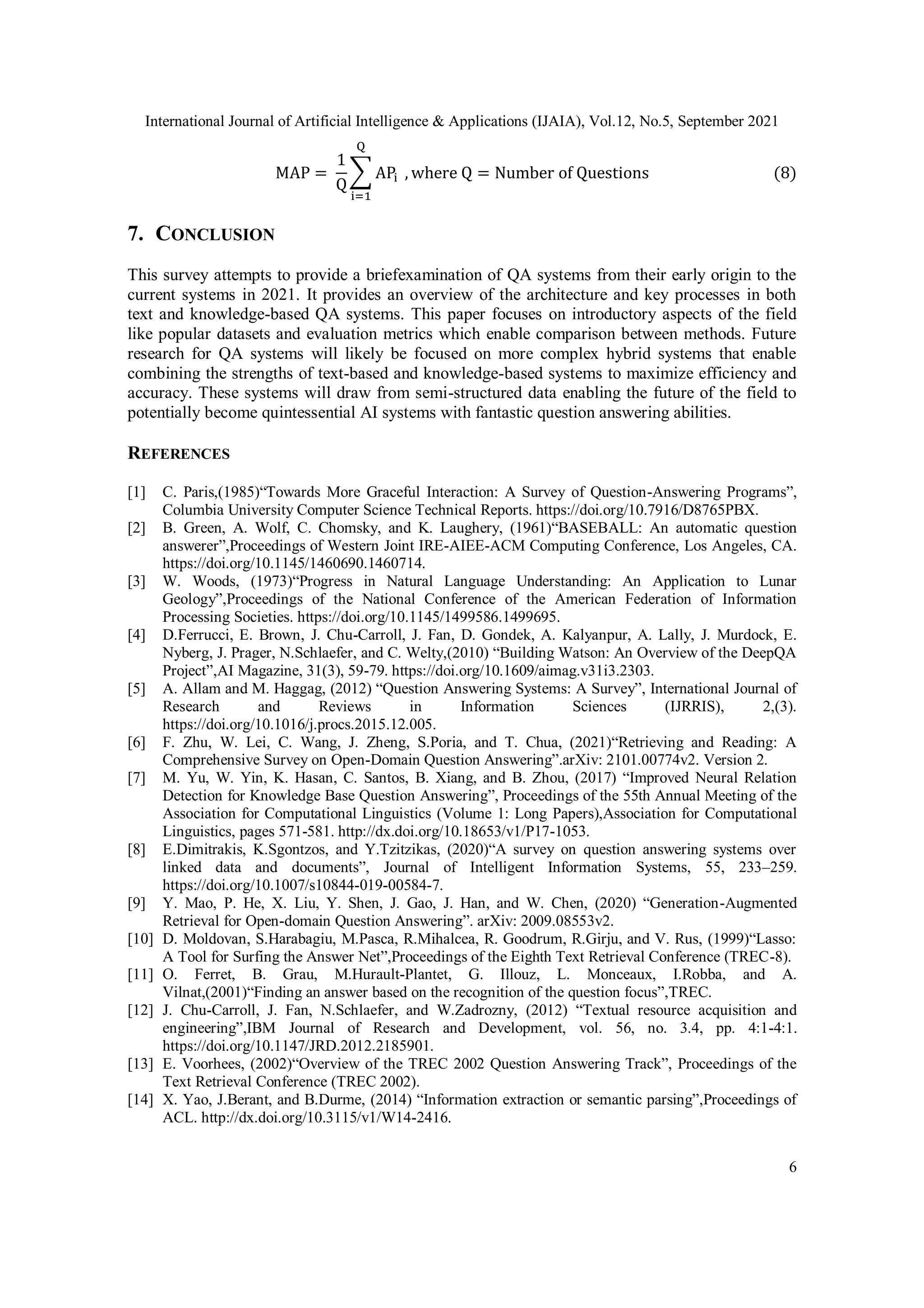 A BRIEF SURVEY OF QUESTION ANSWERING SYSTEMS | PDF