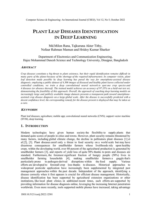 Plant Leaf Diseases Identification in Deep Learning | PDF