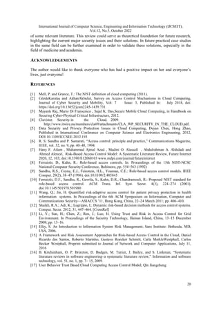 IN-DEPTH ANALYSIS AND SYSTEMATIC LITERATURE REVIEW ON RISK BASED ACCESS CONTROL IN CLOUD | PDF