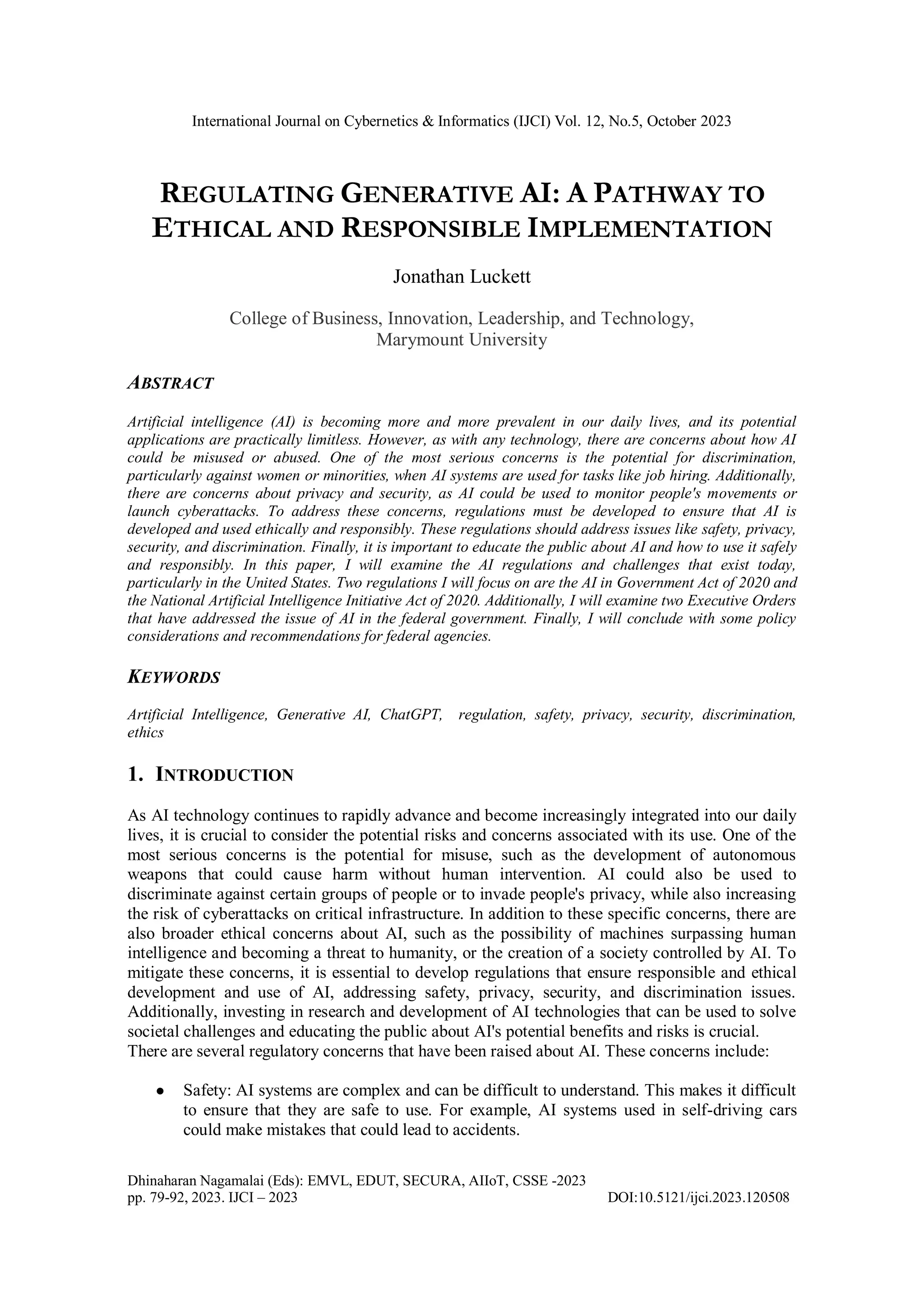 Regulating Generative AI: A Pathway to Ethical and Responsible Implementation | PDF