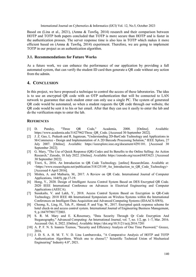 Laboratory Access Implementing QR Code Authentication Using OTP | PDF