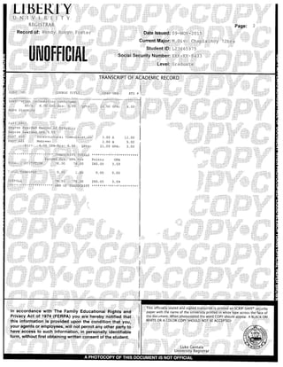 unofficial transcript | PDF
