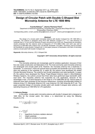 Design of Circular Patch with Double C-Shaped Slot Microstrip Antenna ...