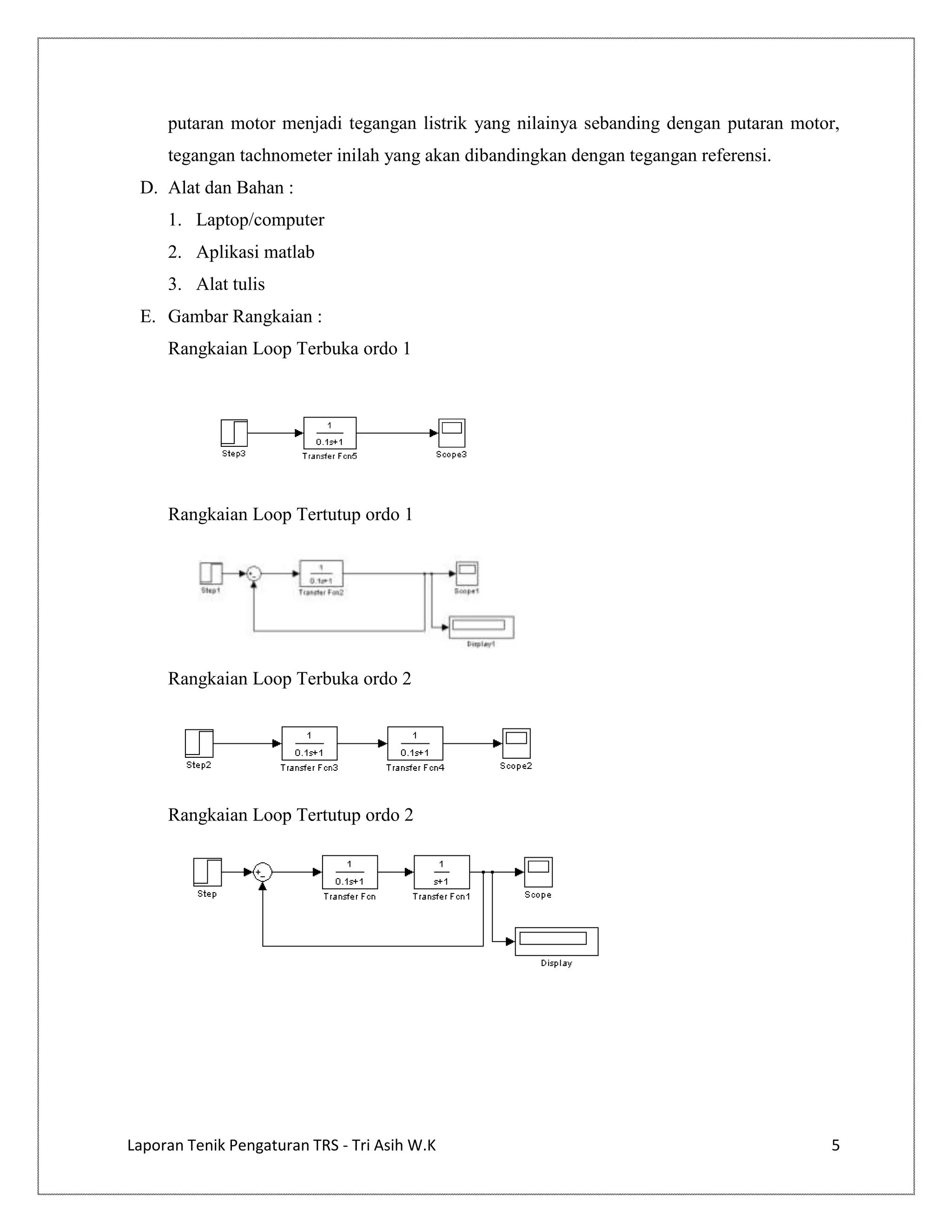 laporan rangkaian loop terbuka dam loop tertutup | DOCX