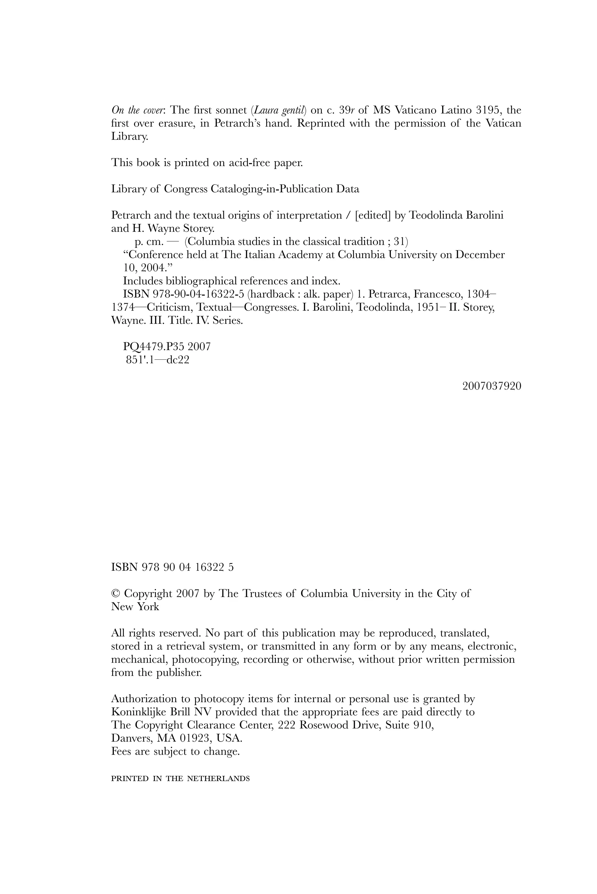 Petrarch And The Textual Origins Of Interpretation Teodolinda Barolini ...