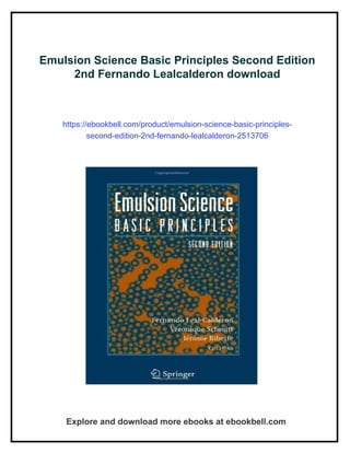 Emulsion Science Basic Principles Second Edition 2nd Fernando ...