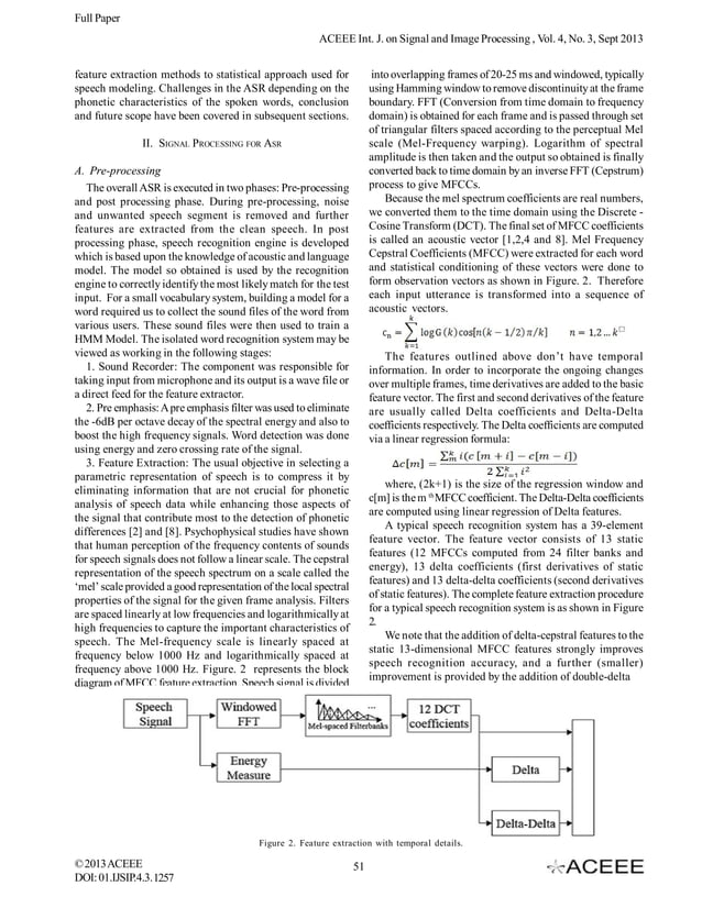Effect of Time Derivatives of MFCC Features on HMM Based Speech Recognition System | PDF