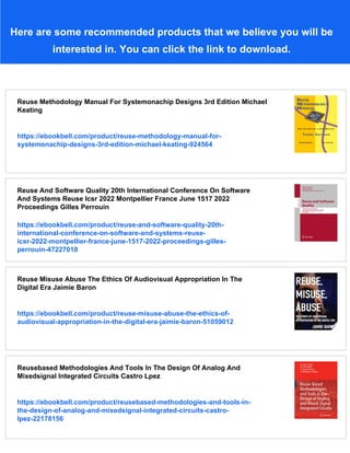 Reuse Methodology Manual For Systemonachip Designs 3rd Michael Keating ...