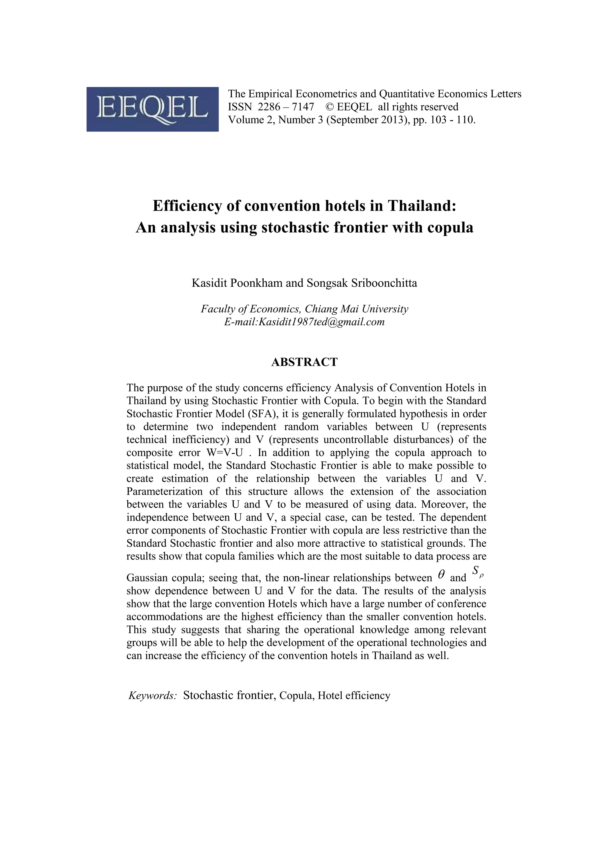 Stochastic frontier with copular | PDF