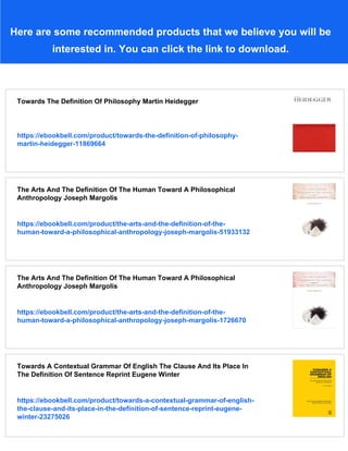 Towards The Definition Of Philosophy Martin Heidegger Ted Sadler | PDF