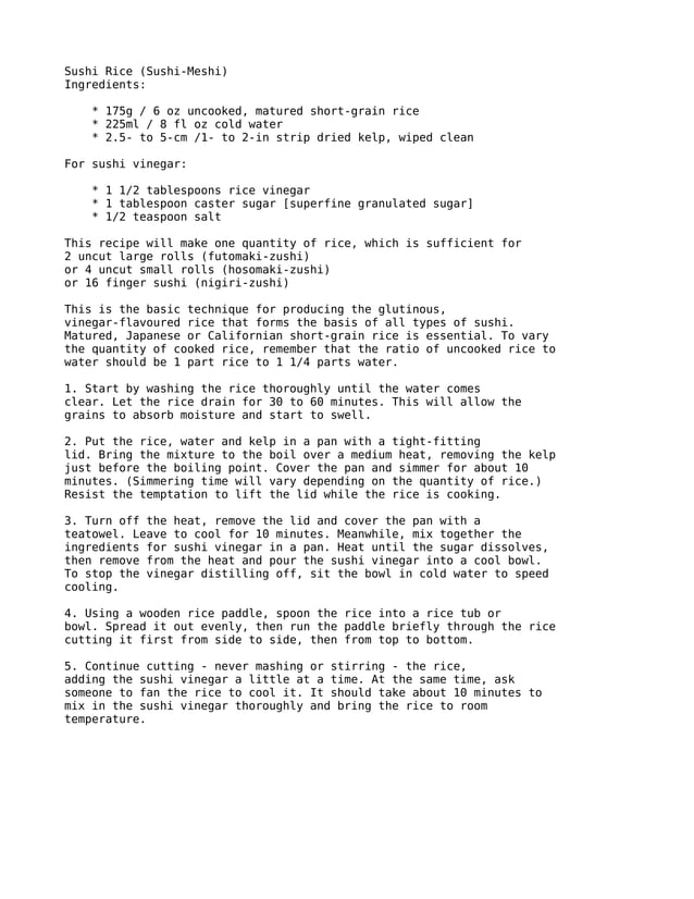 Sushi Meshi (recipe) | PDF