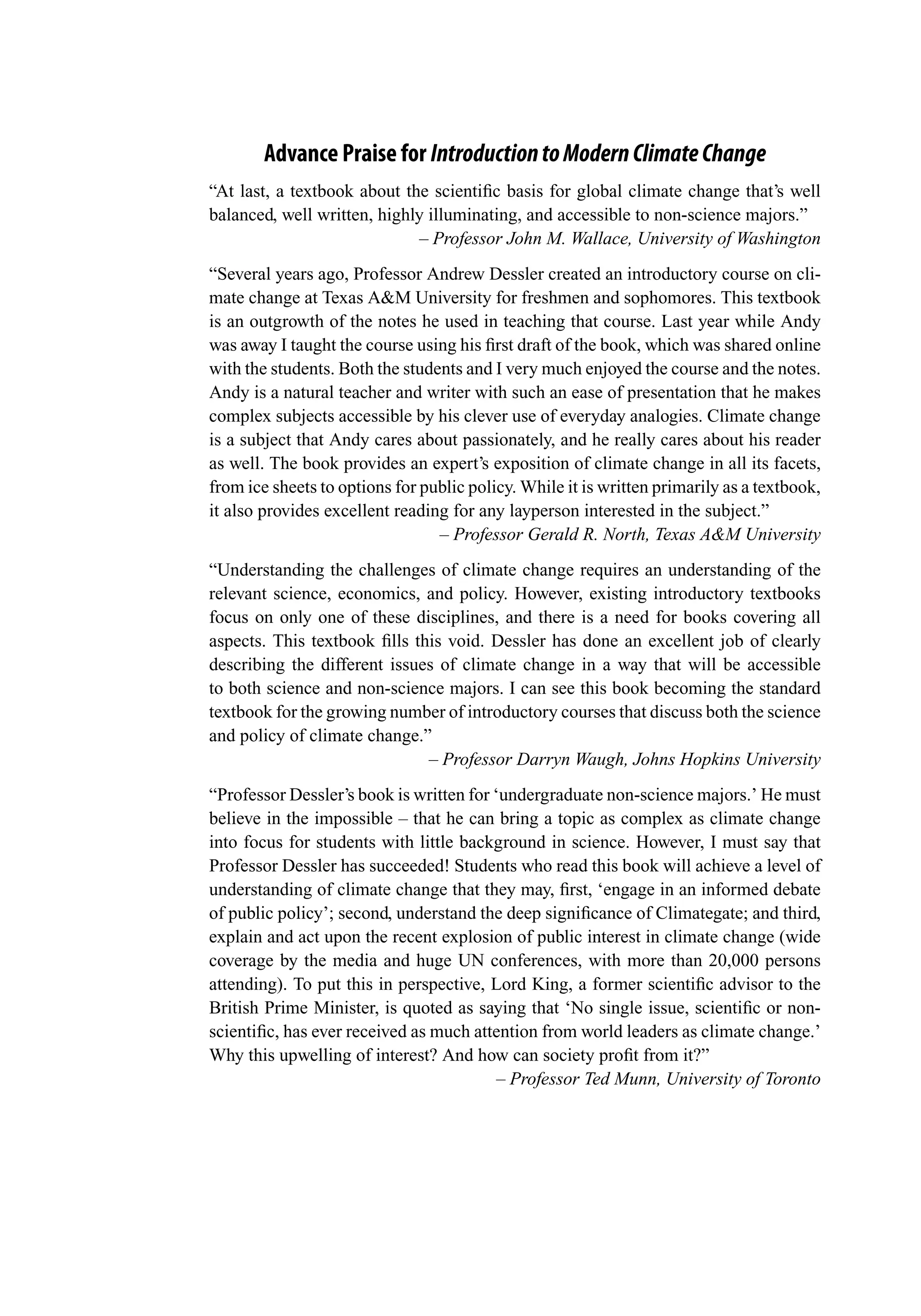 Introduction To Modern Climate Change Andrew Dessler | PDF