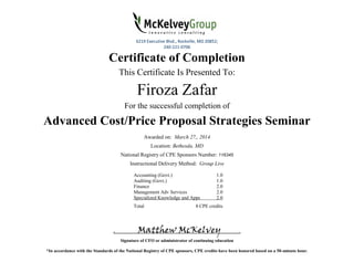 TMG ACPP Certificate Firoza Zafar | PPT