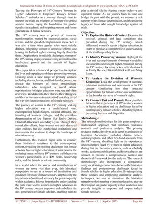 A Historical Perspective Tracing the Footsteps of 19th Century Women in ...