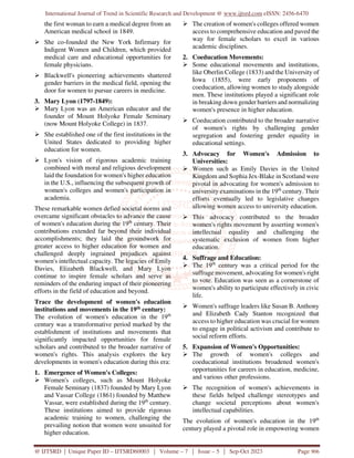 A Historical Perspective Tracing the Footsteps of 19th Century Women in ...