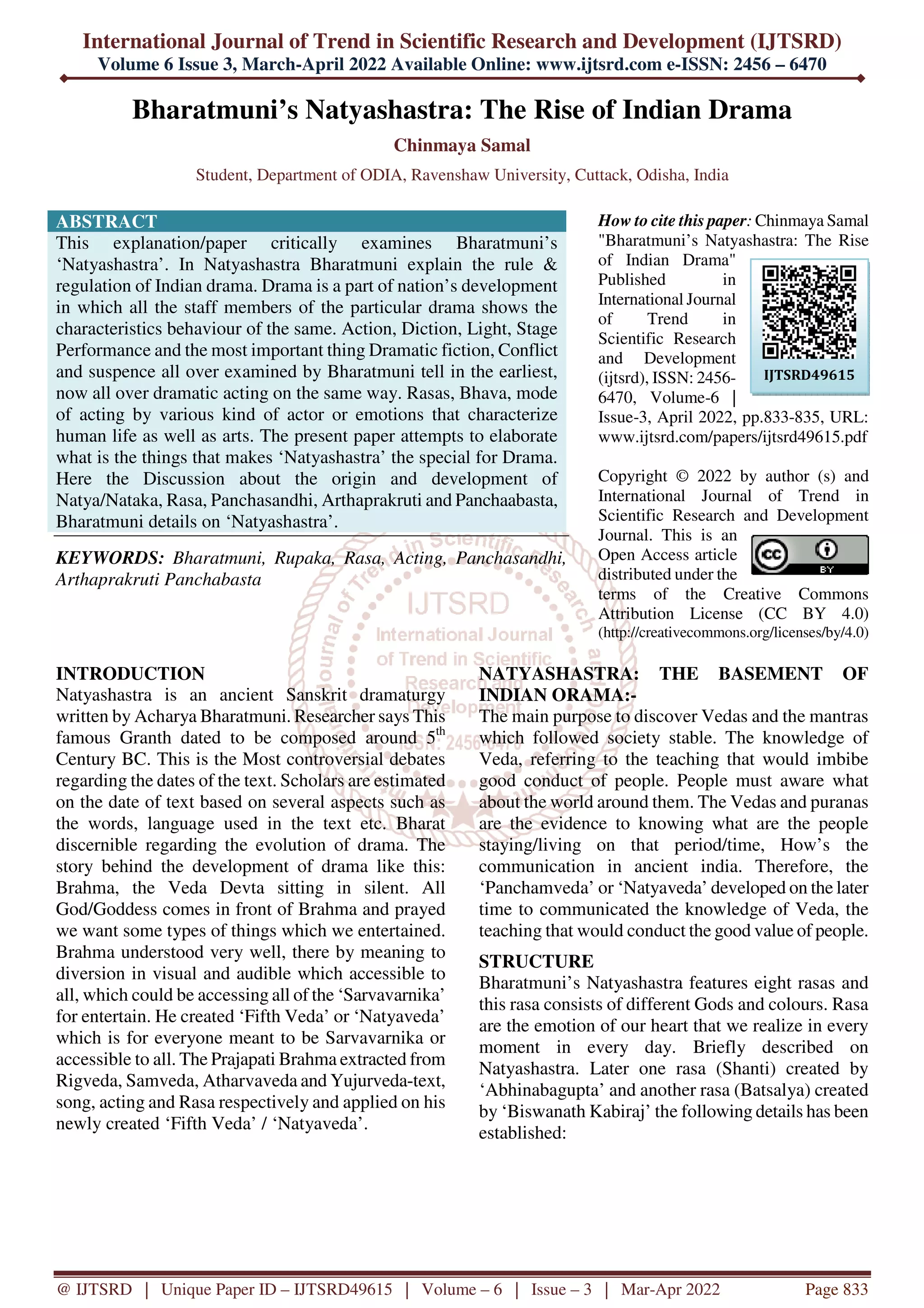 Bharatmuni’s Natyashastra The Rise of Indian Drama | PDF
