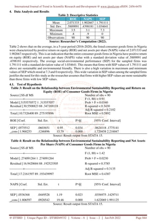 Environmental Sustainability Reporting and Financial Performance of ...