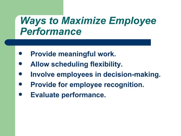 12.5 Maximize Employee Performance | PPT