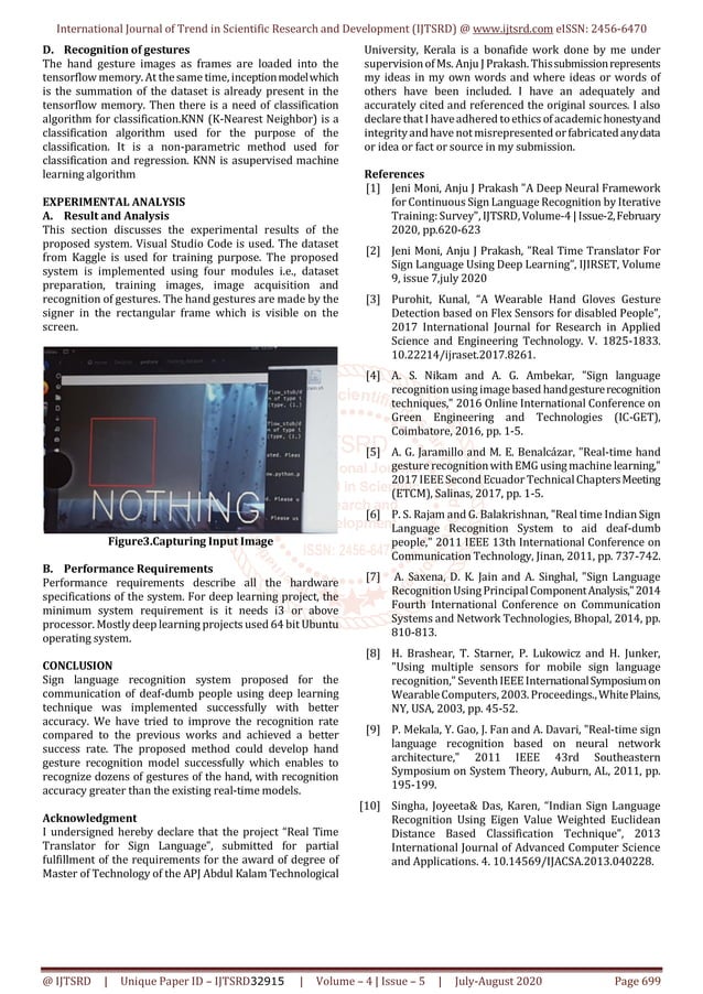 Real Time Translator for Sign Language | PDF