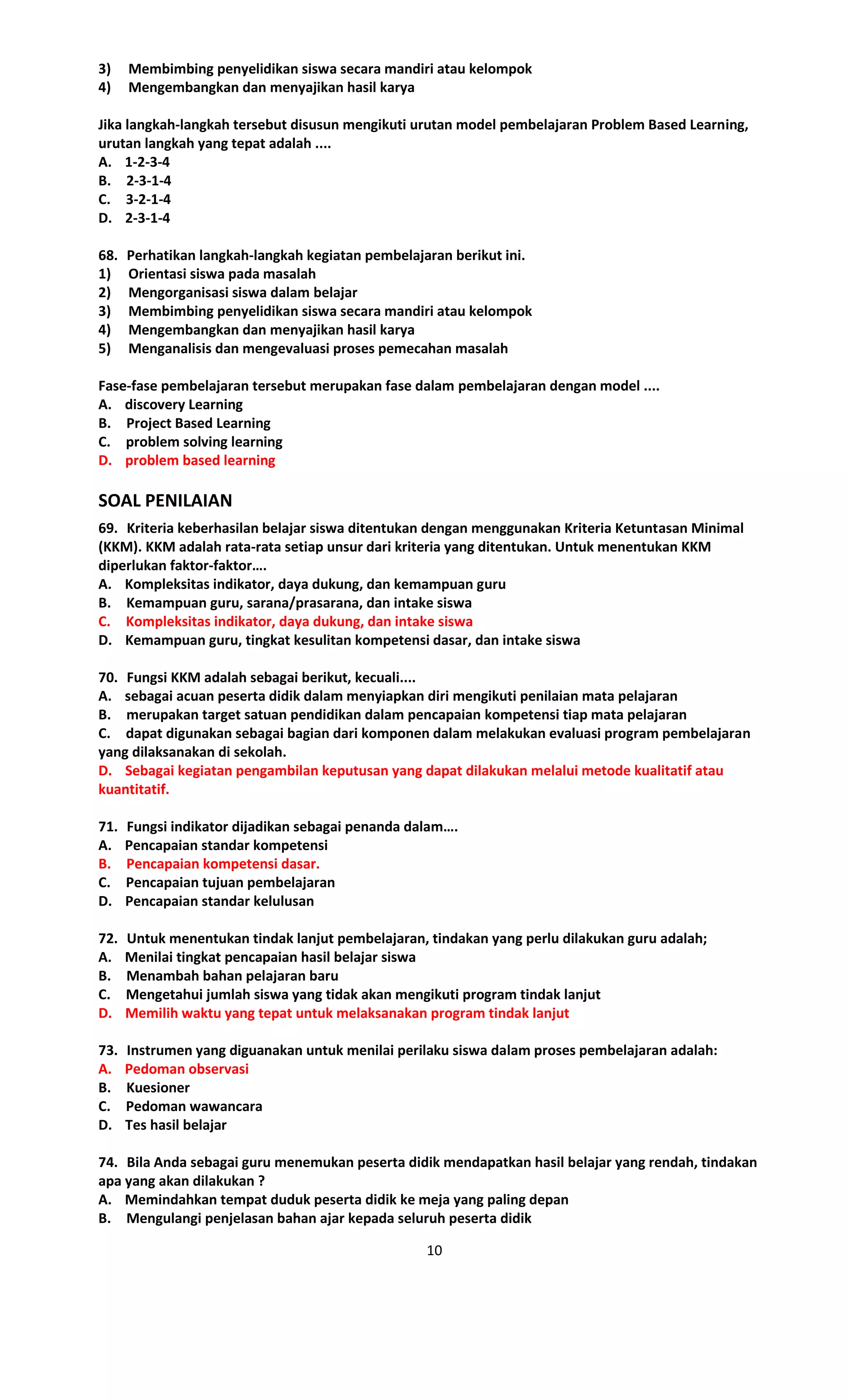 125 soal latihan UKG | PDF