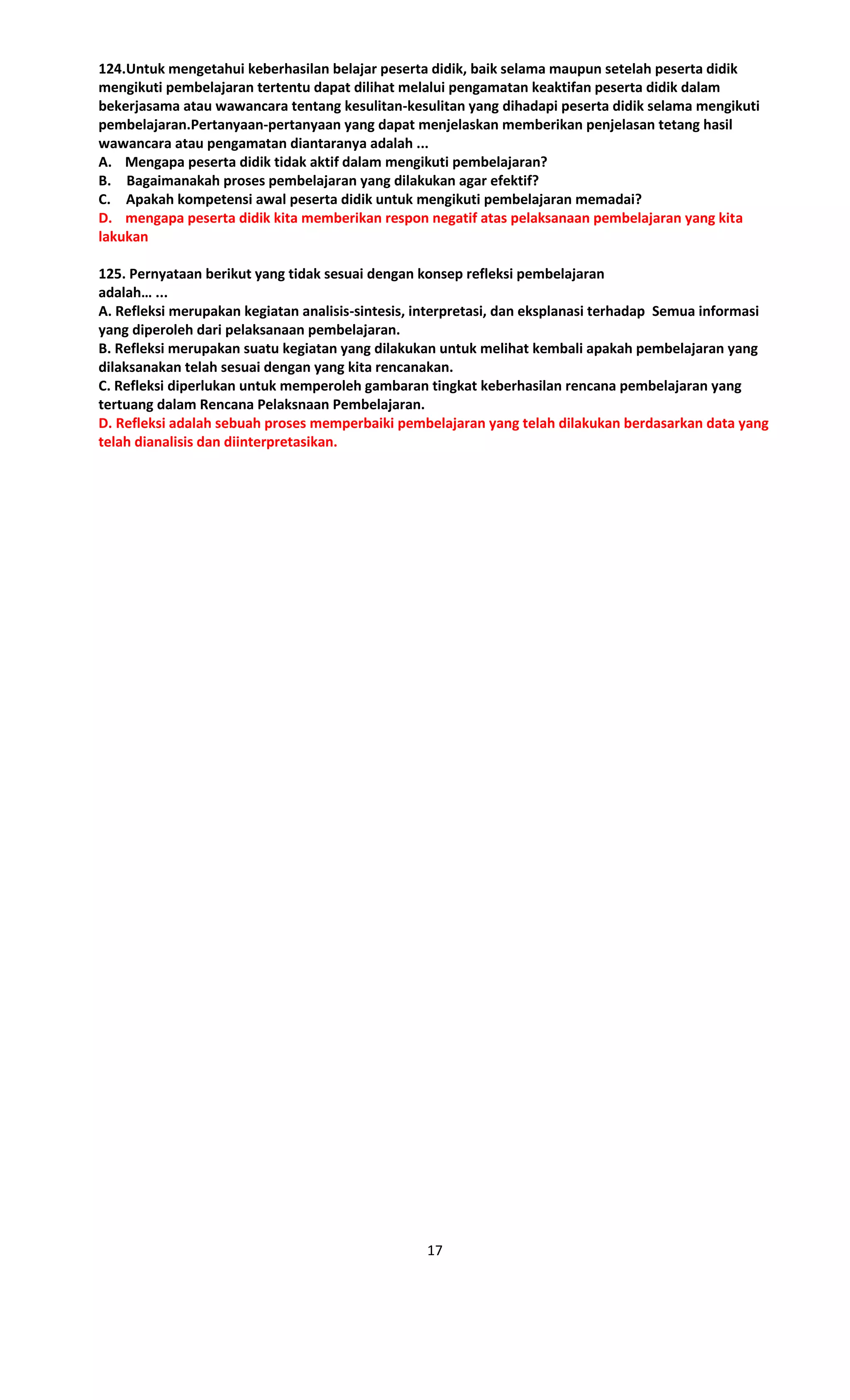 125 soal latihan UKG | PDF