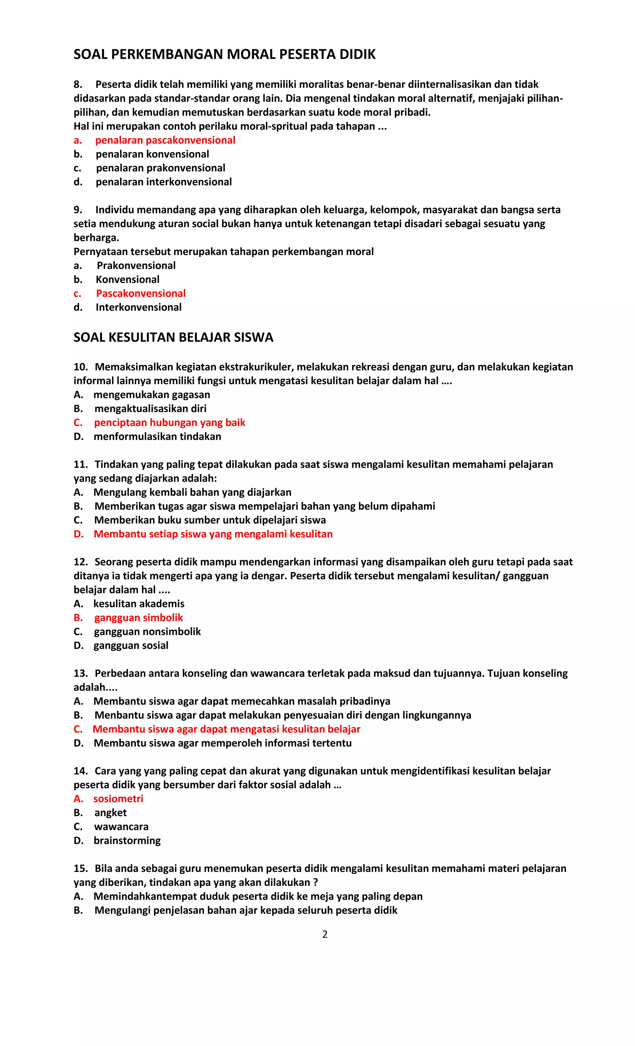 125 soal latihan UKG | PDF