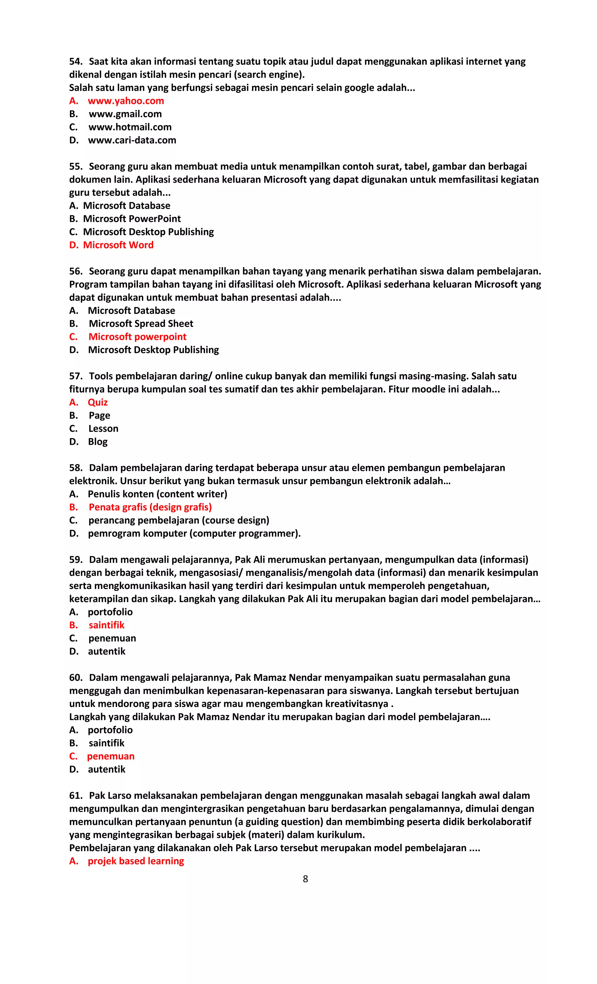 125 soal latihan UKG | PDF