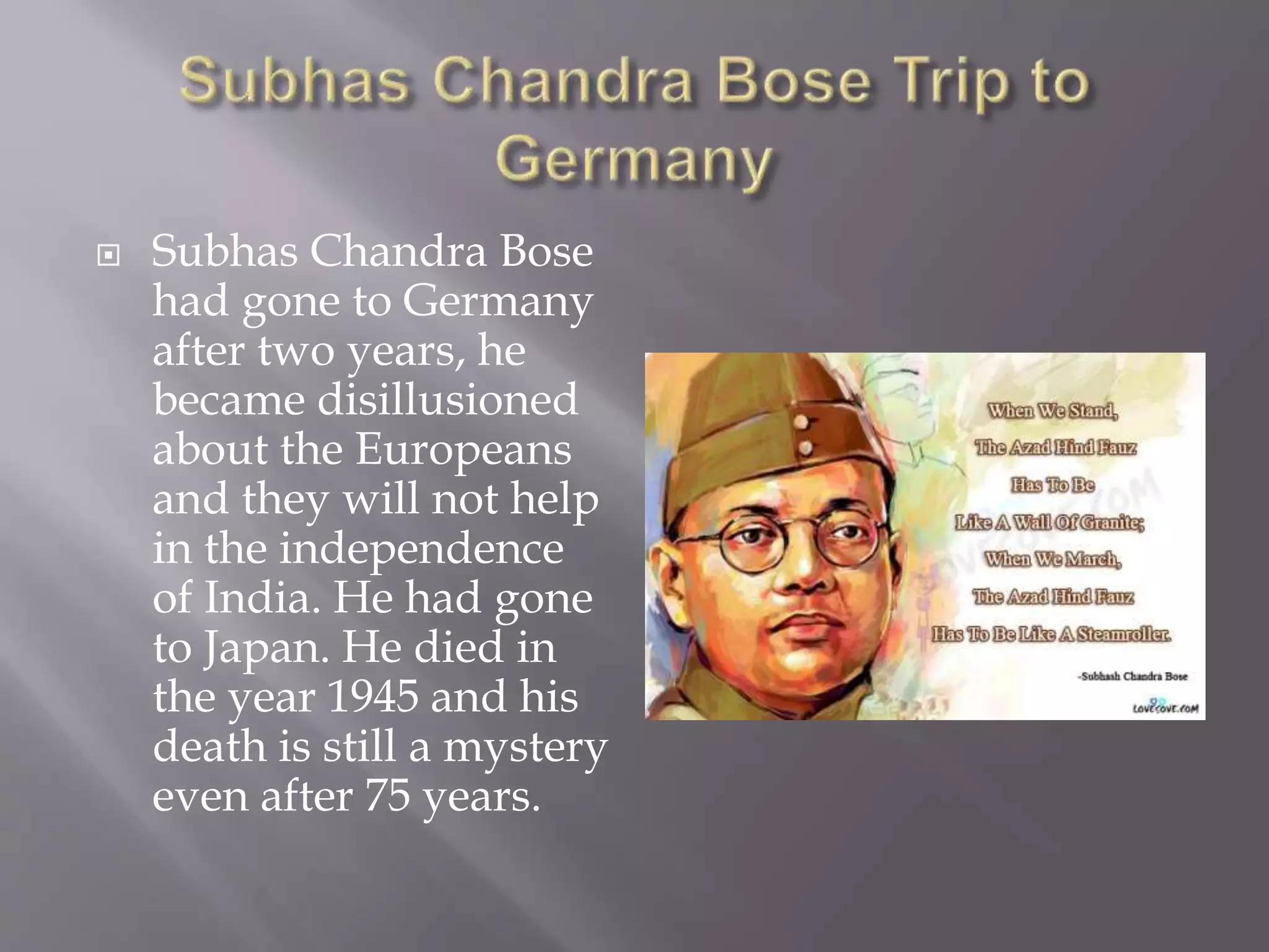 125th Birth Anniversary of Subhas Chandra Bose | PPTX