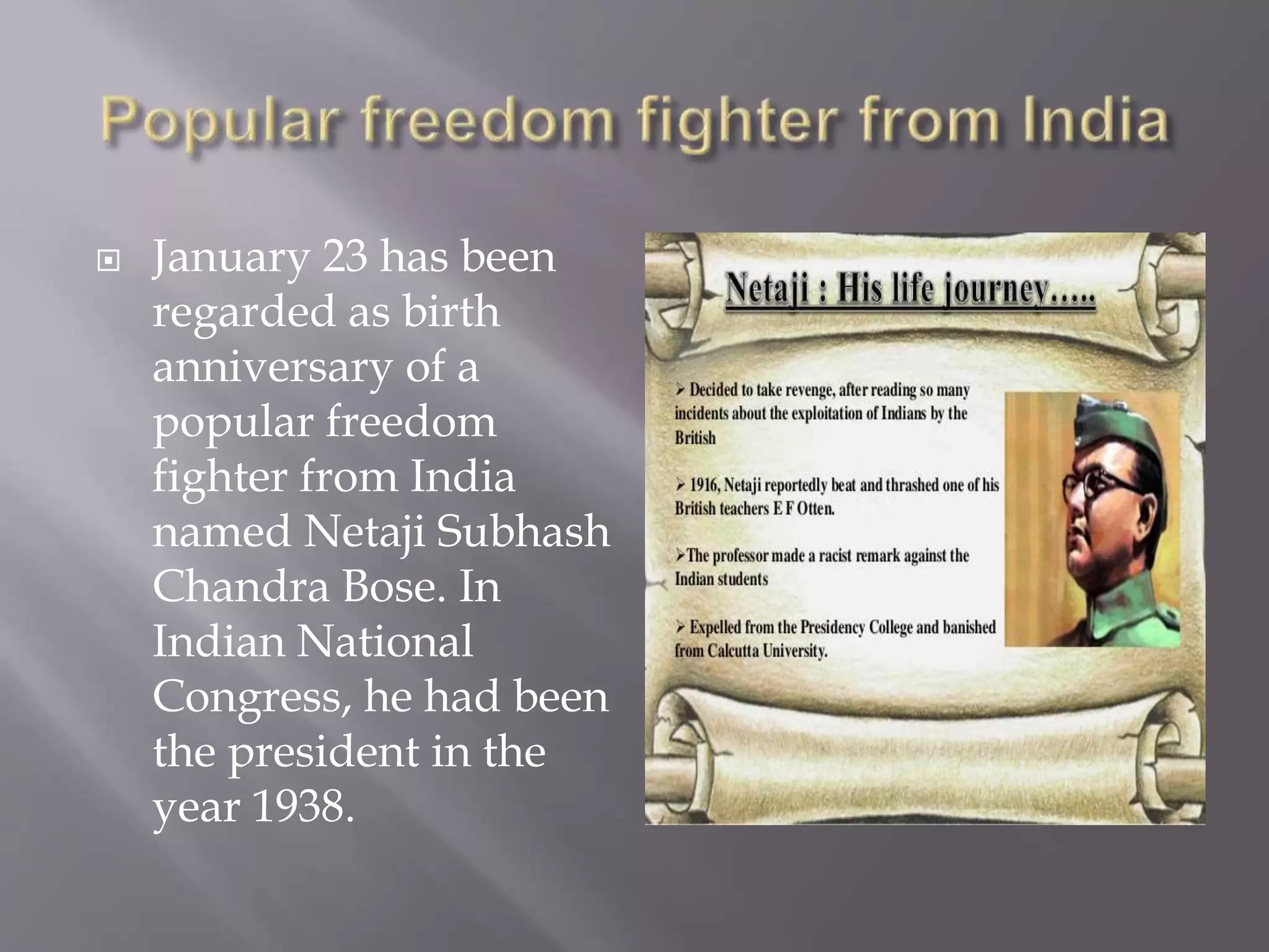 125th Birth Anniversary of Subhas Chandra Bose | PPTX