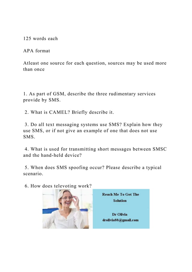 125 words eachAPA formatAtleast one source for each questi | DOCX