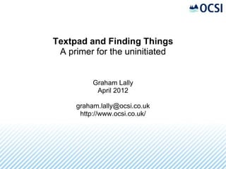 Textpad and Regular Expressions | PPT