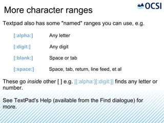 Textpad and Regular Expressions | PPT