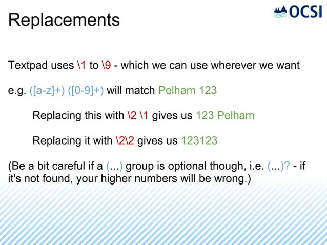 Textpad and Regular Expressions