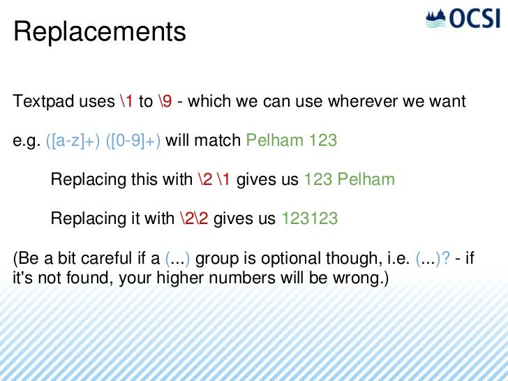 Textpad and Regular Expressions
