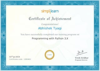 Certificate for Programming with Python 3.X | PPT