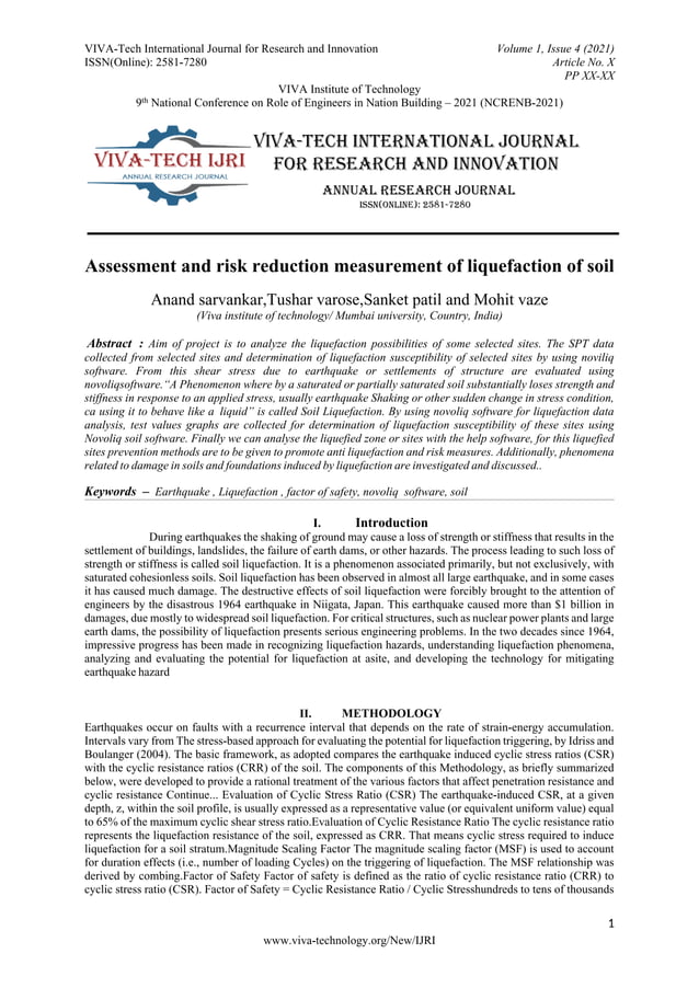Assessment and risk reduction measurement of liquefaction of soil | PDF