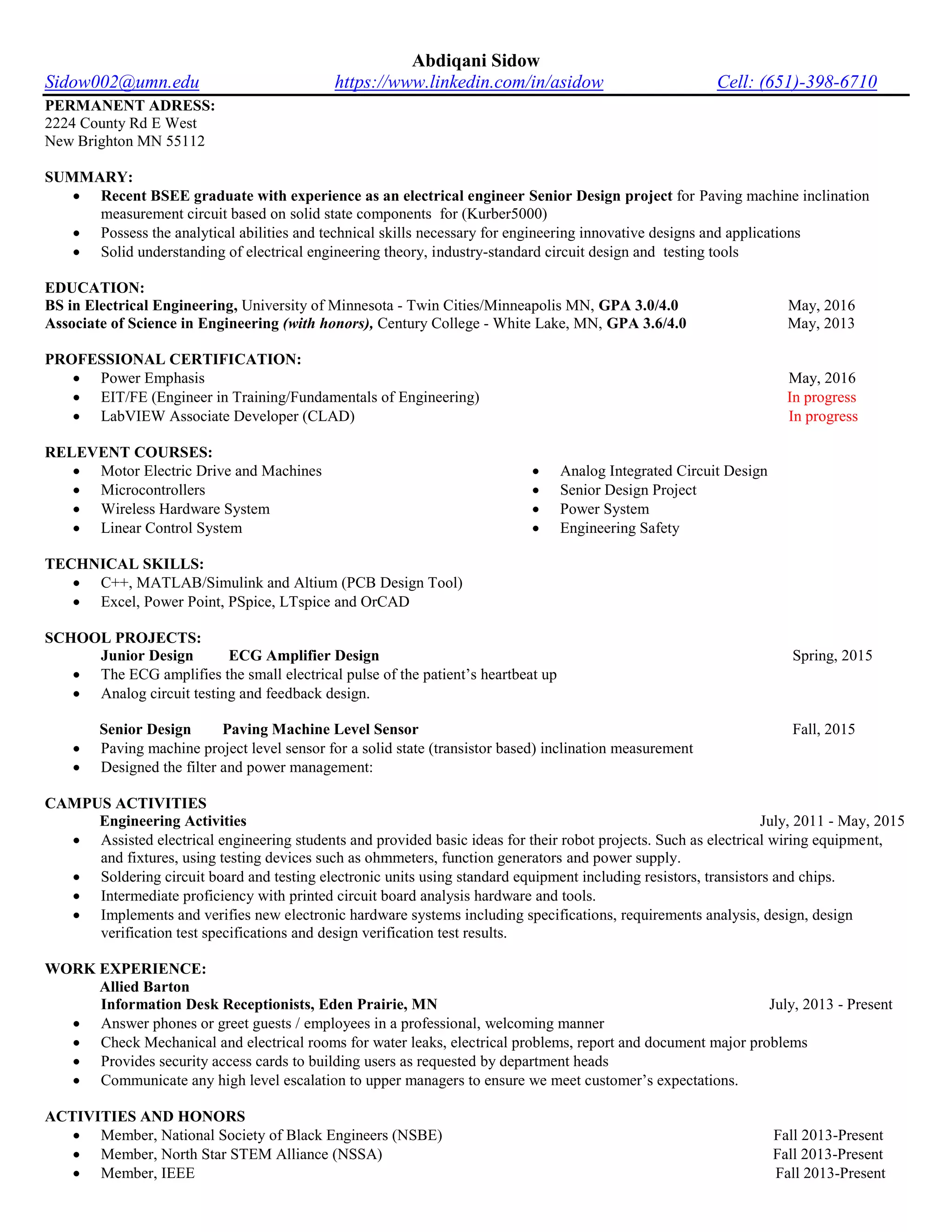 Abdiqani Resume1 | PDF | Consumer Electronics | Technology & Computing