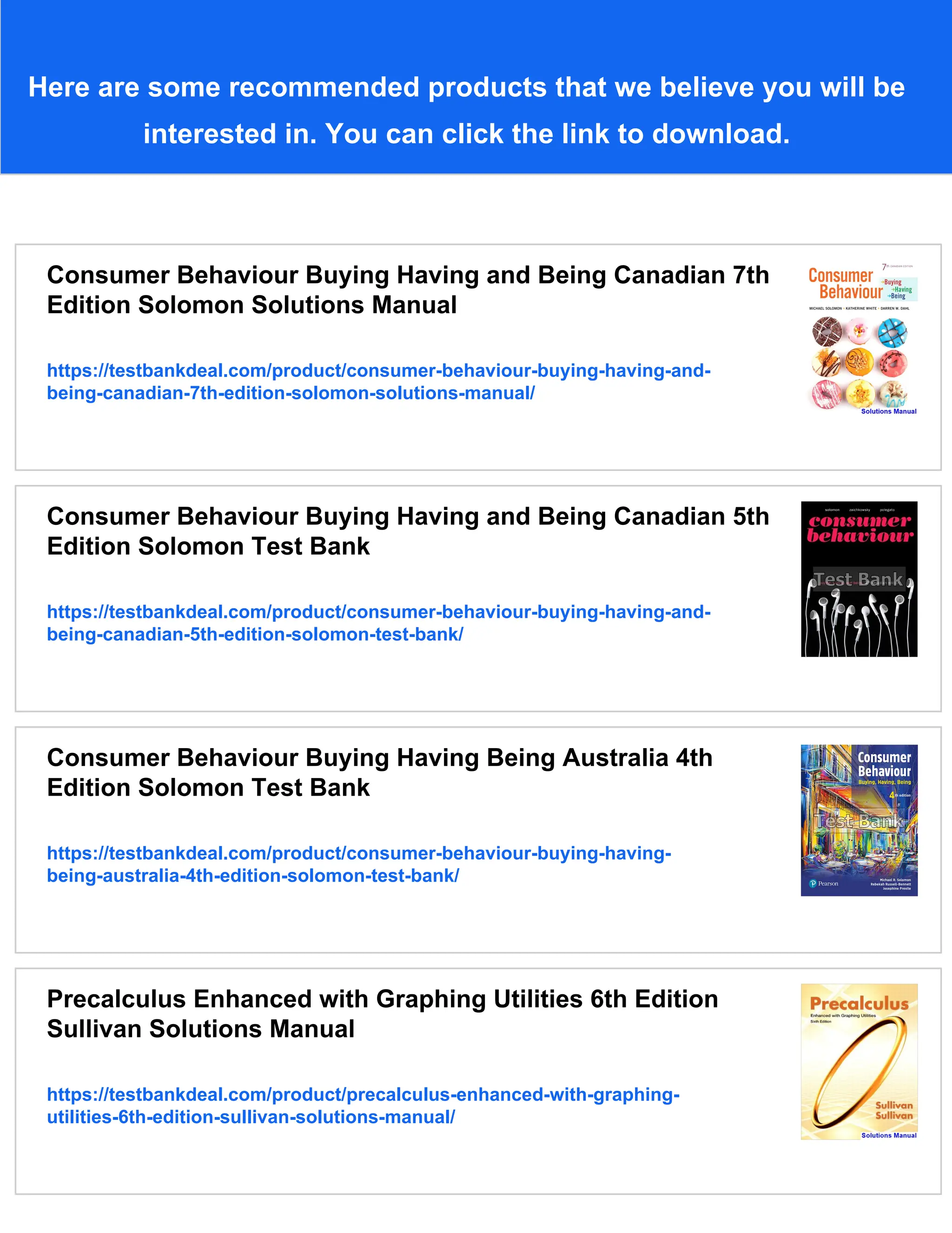 Consumer Behaviour Buying Having and Being Canadian 7th Edition Solomon ...