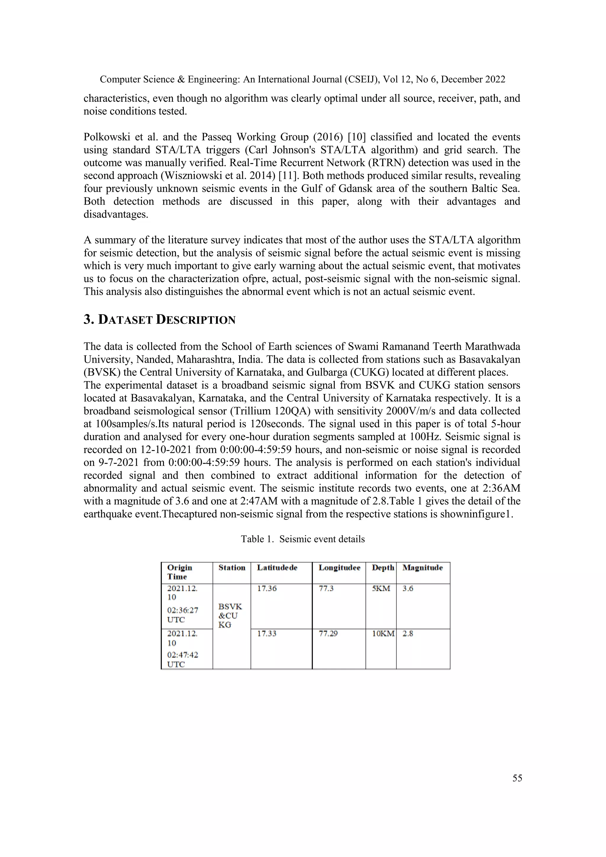 Analysis of Seismic Signal and Detection of Abnormalities | PDF