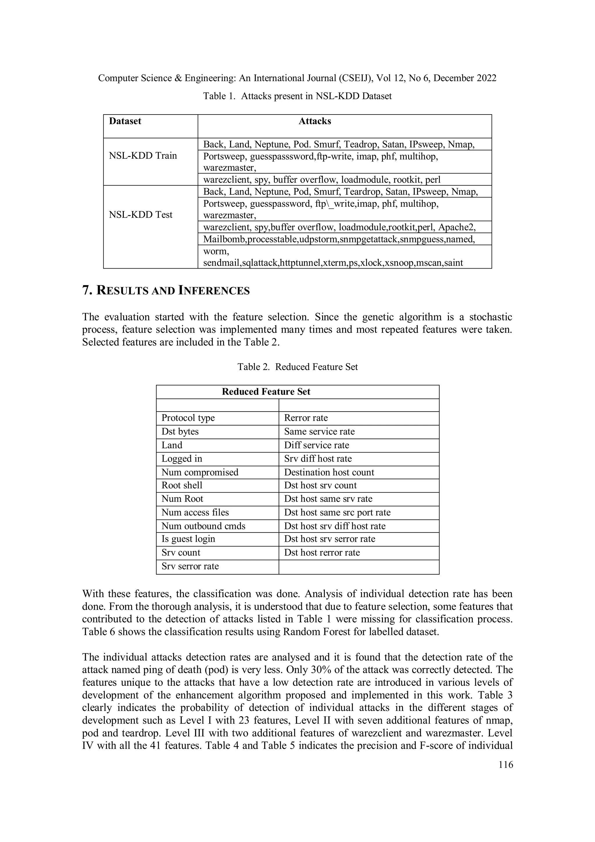 Attack Detection Availing Feature Discretion using Random Forest Classifier | PDF